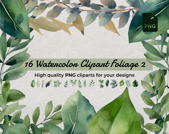 Greenery Foliage Leaves 34 PNG Clipart Sets 14/15/16/23 - Etsy