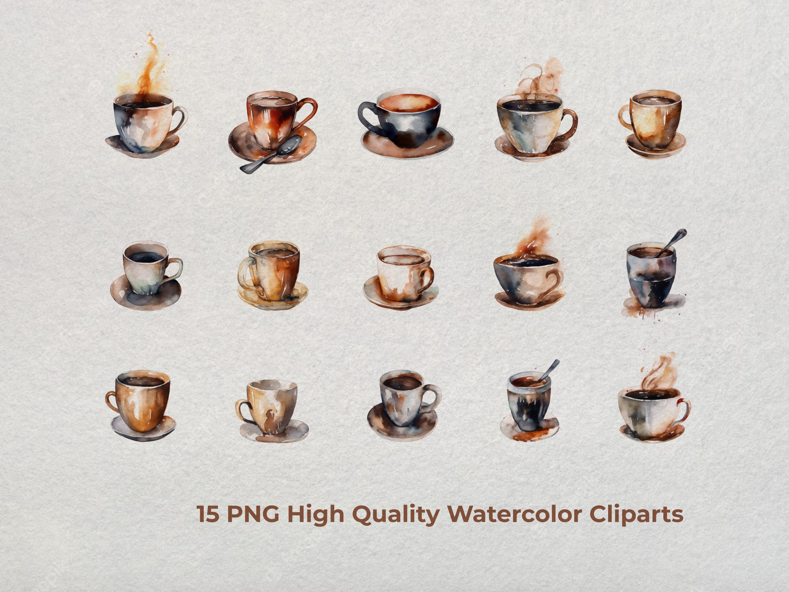 15 Watercolor Clipart PNG Coffee Cups Watercolor Coffee Cups - Etsy