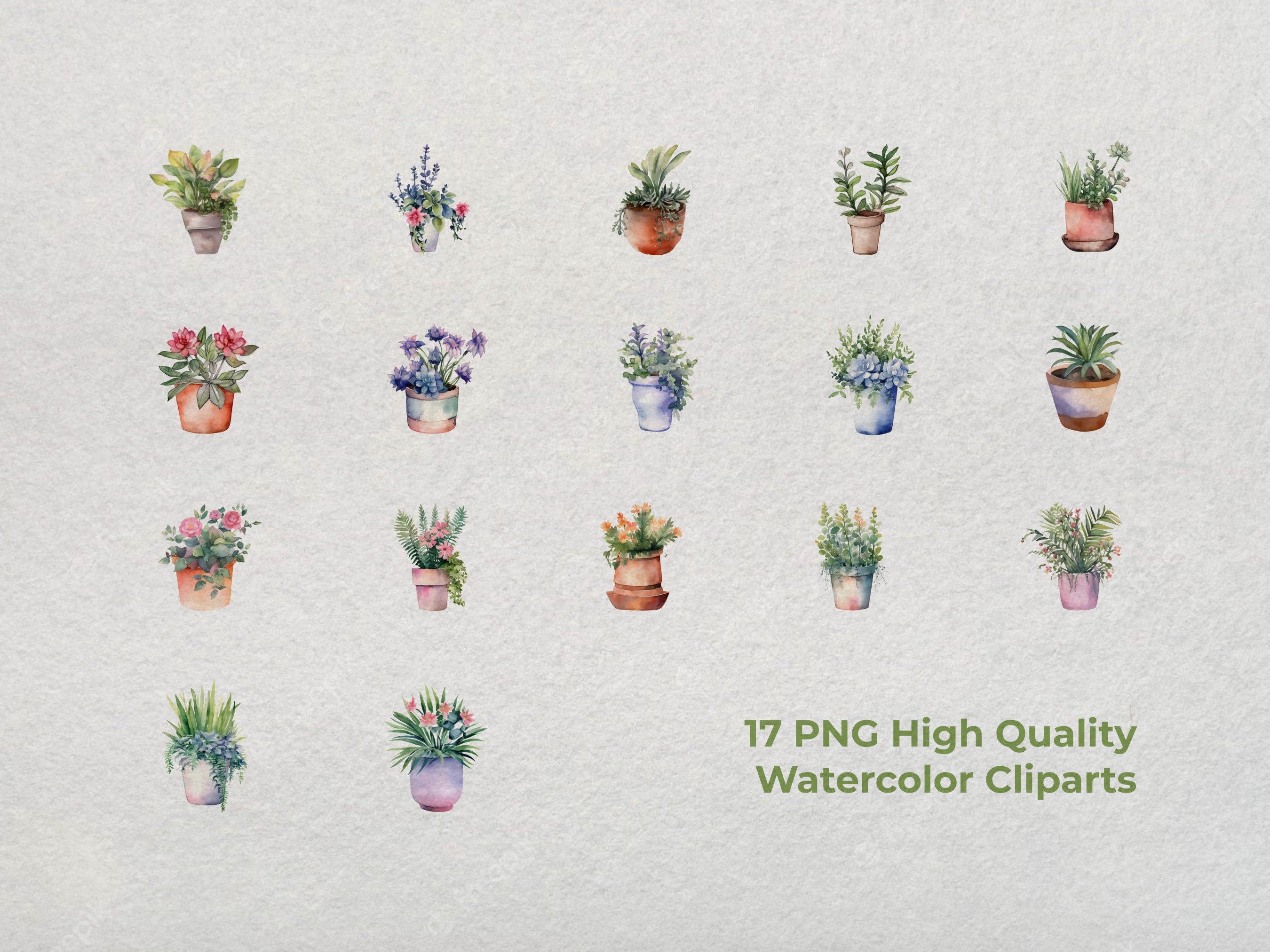 17 Watercolor Clipart PNG Potted Plants 2 Watercolor Plants PNG ...