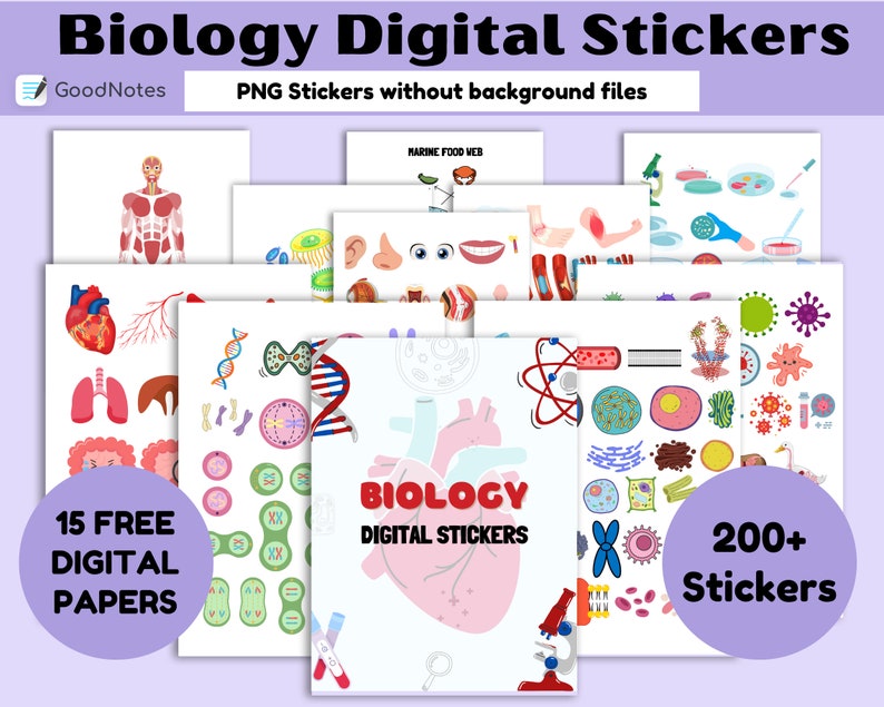 Biology & Anatomy Digital Stickers, Hand-drawn iPad Goodnotes, Pre ...