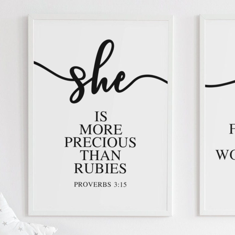 3 Nursery Bible Verses - Christian Bible Scriptures - She is - Proverbs ...