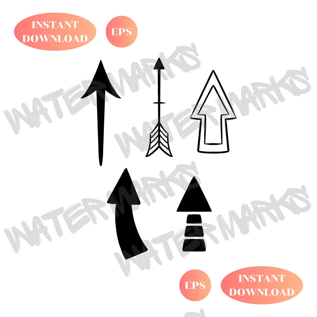 Set of 5 Hand-drawn Arrow Designs - EPS Vector File - Unique Arrows ...