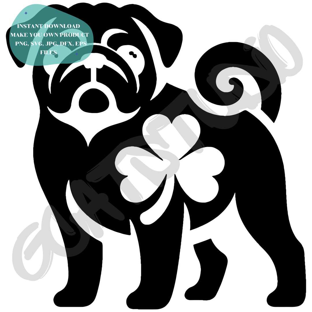 Pug Irish Clover St Patrick's Day Dog Lover Instant Download Svg, Png ...