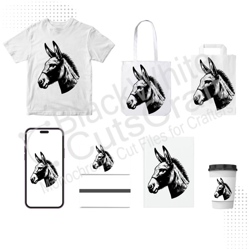 Mule Head Illustration, Farm Animal Portrait Clipart (digital Download ...