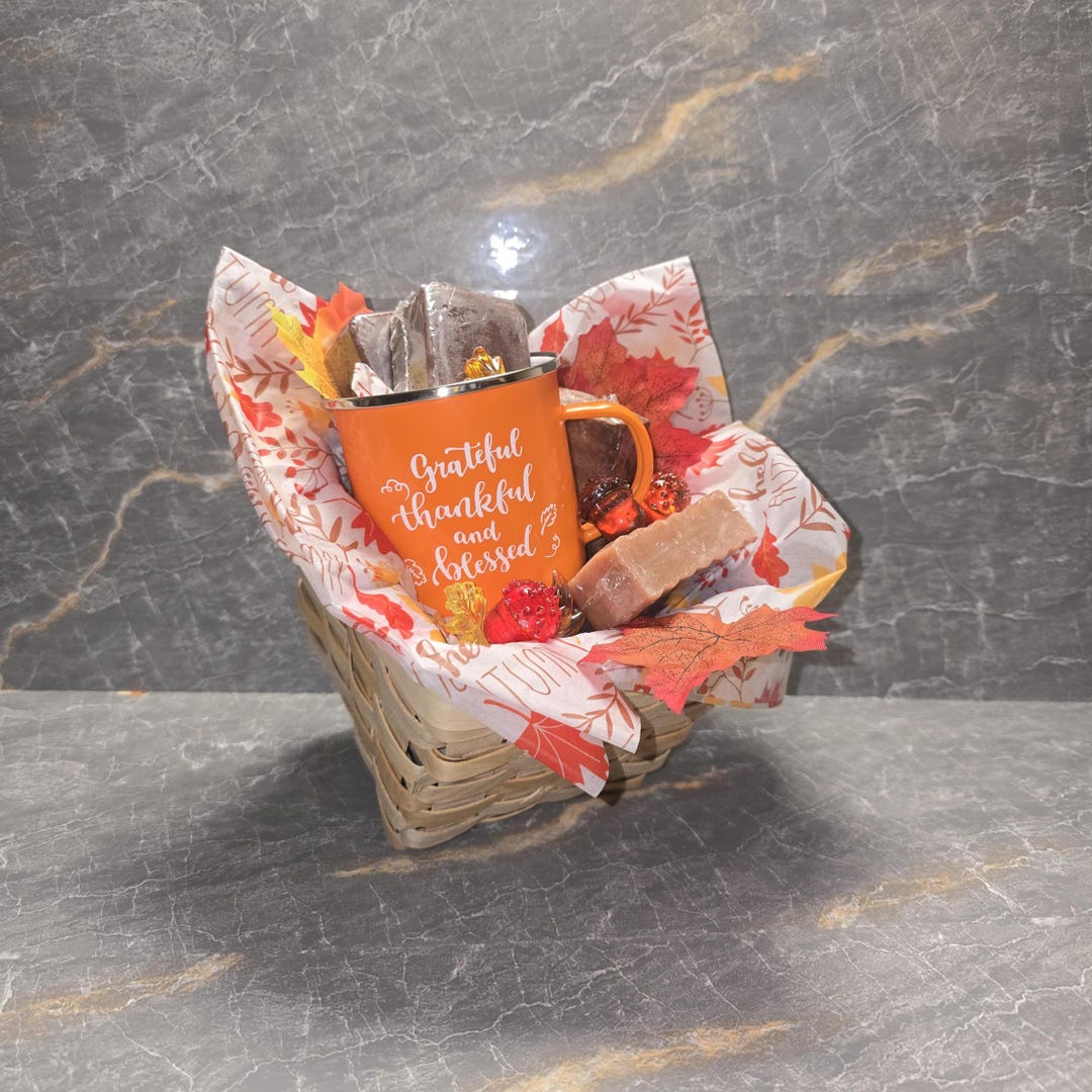 Fall Gift Basket: "grateful Thankful Blessed" Mug & Handmade Soaps - Etsy
