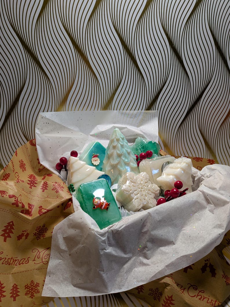 Christmas Soap Gift Box Set: Handmade Holiday Tree, Snowflake & Santa ...