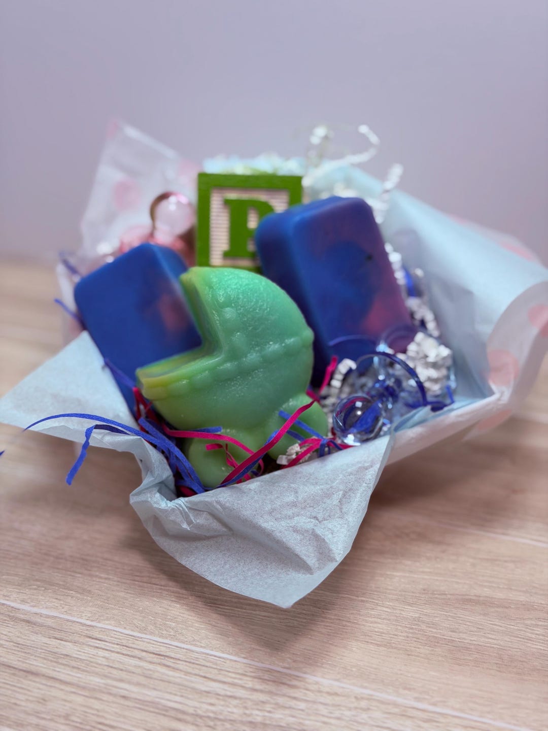 Baby Gender Reveal Soap Basket, Cut to Reveal Binky Inside, Pink or ...