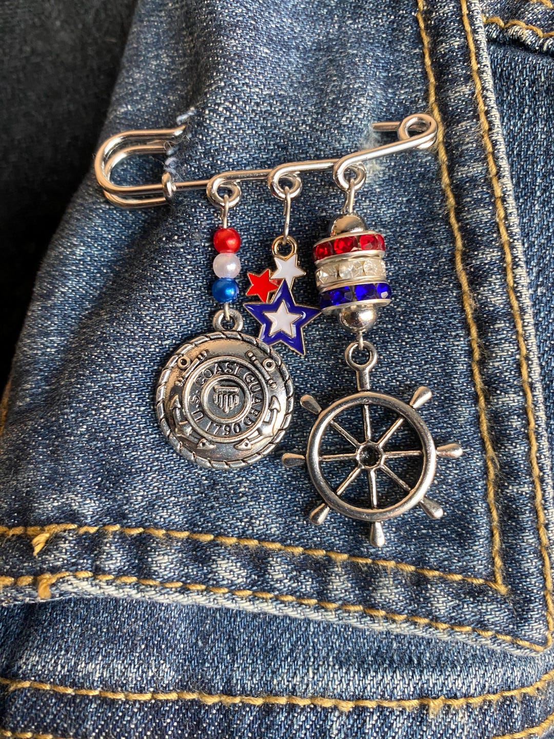Coast Guard Safety Pin/broach Including Beautiful Coast Guard Charm and ...