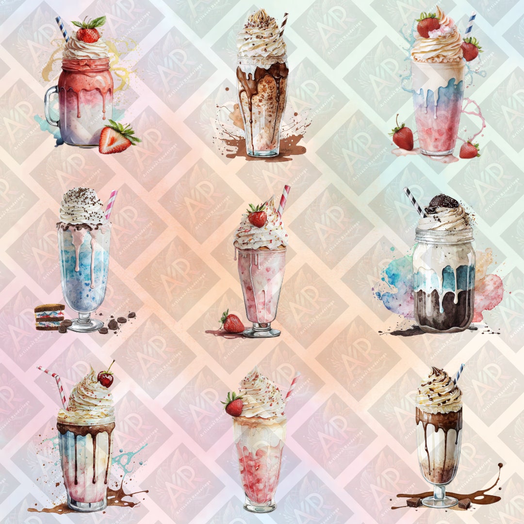 54 Pngs Watercolor Drink Bundle Clipart Summer Coffee, Milkshakes ...