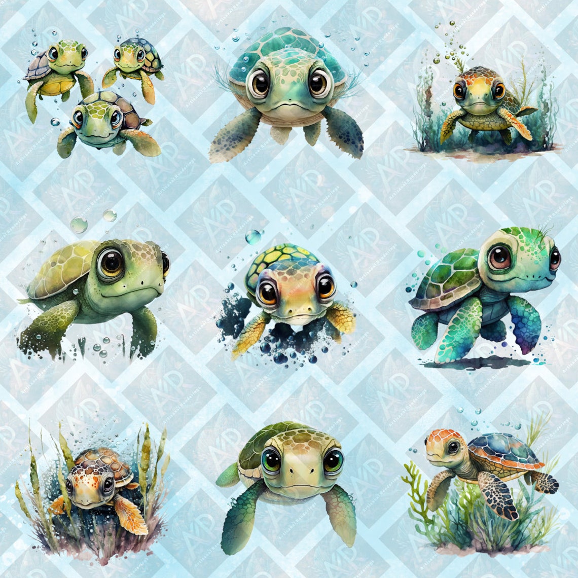 56 Pngs Watercolor Sea Life Bundle Clipart Underwater - Etsy