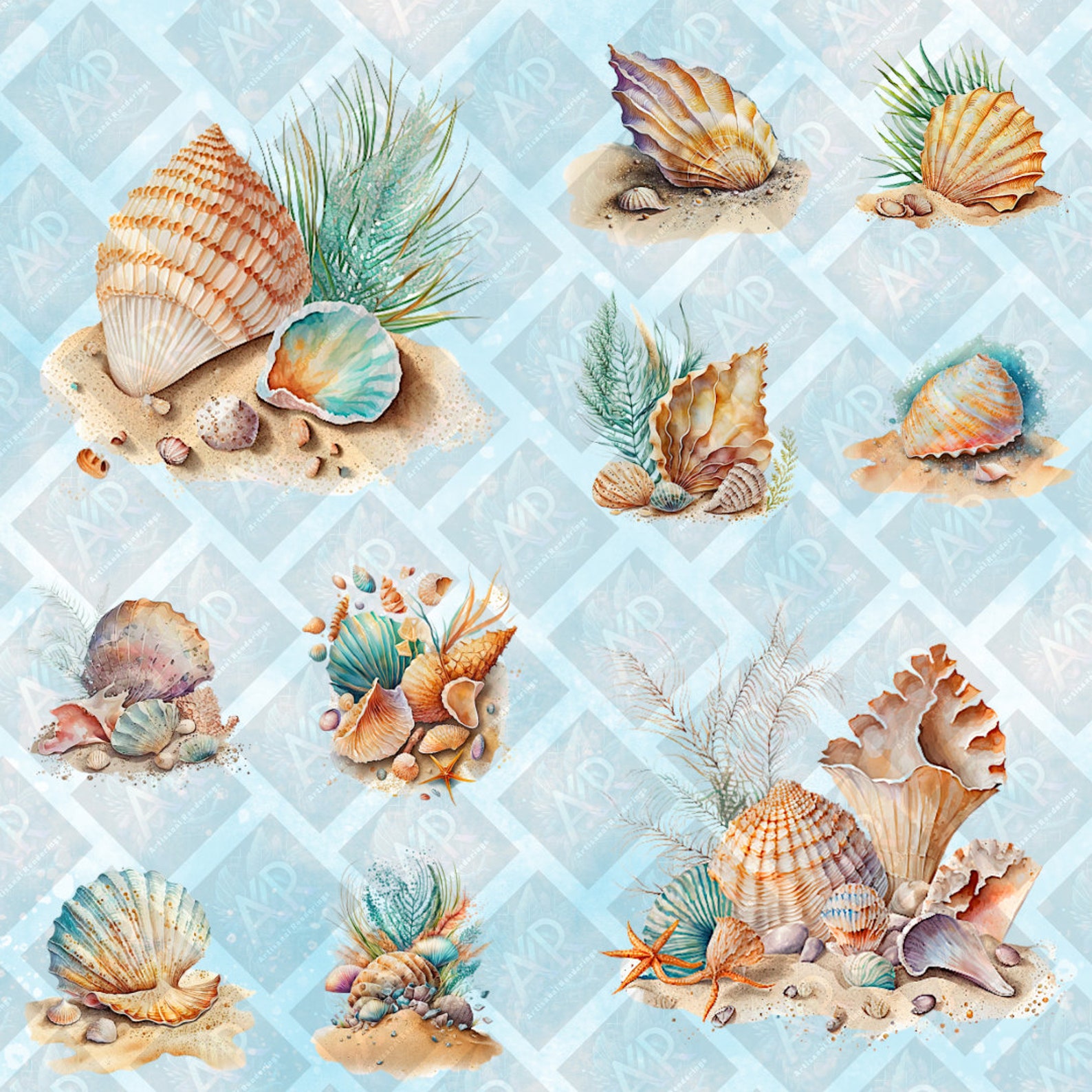 56 Pngs Watercolor Sea Life Bundle Clipart Underwater - Etsy