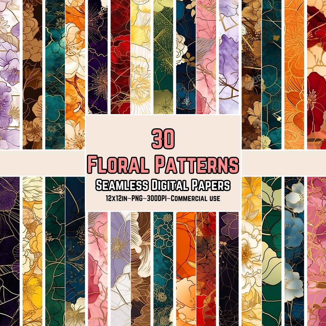 30 Watercolor Floral Digital Paper | Seamless Pattern | Flowers ...