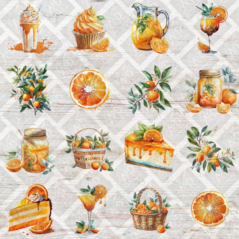 32 Pngs Watercolor Oranges Clipart | Citrus Fruit | Wreaths, Drinks ...