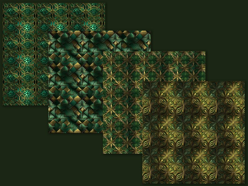3D Digital Paper Patterns Luxury Scrapbook Paper Seamless Green and ...