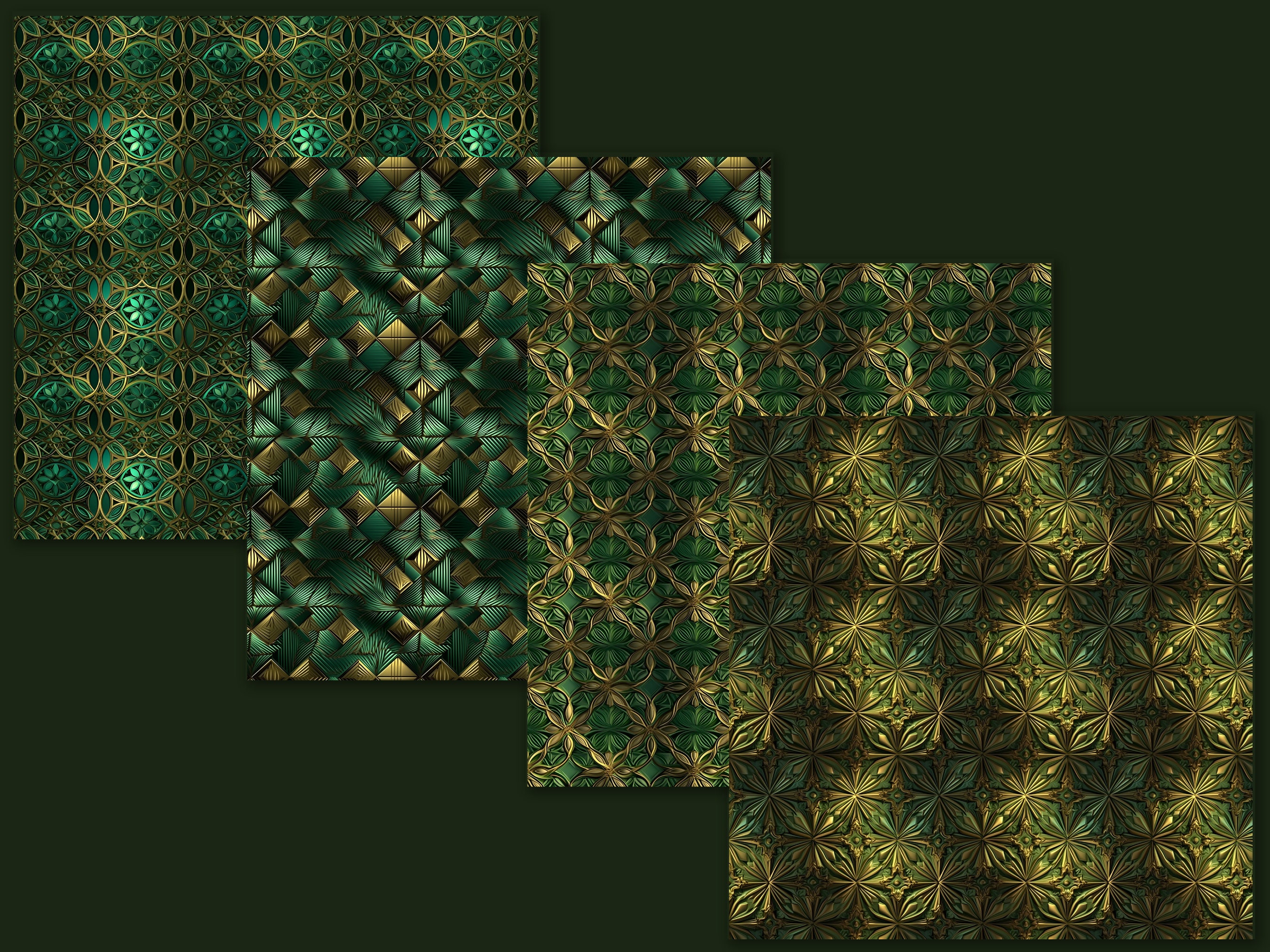 3D Digital Paper Patterns Luxury Scrapbook Paper Seamless Green and ...