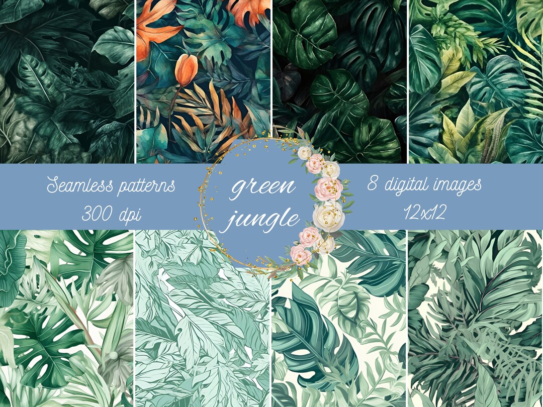 Watercolor Jungle Digital Paper Seamless Jungle Pattern Design ...