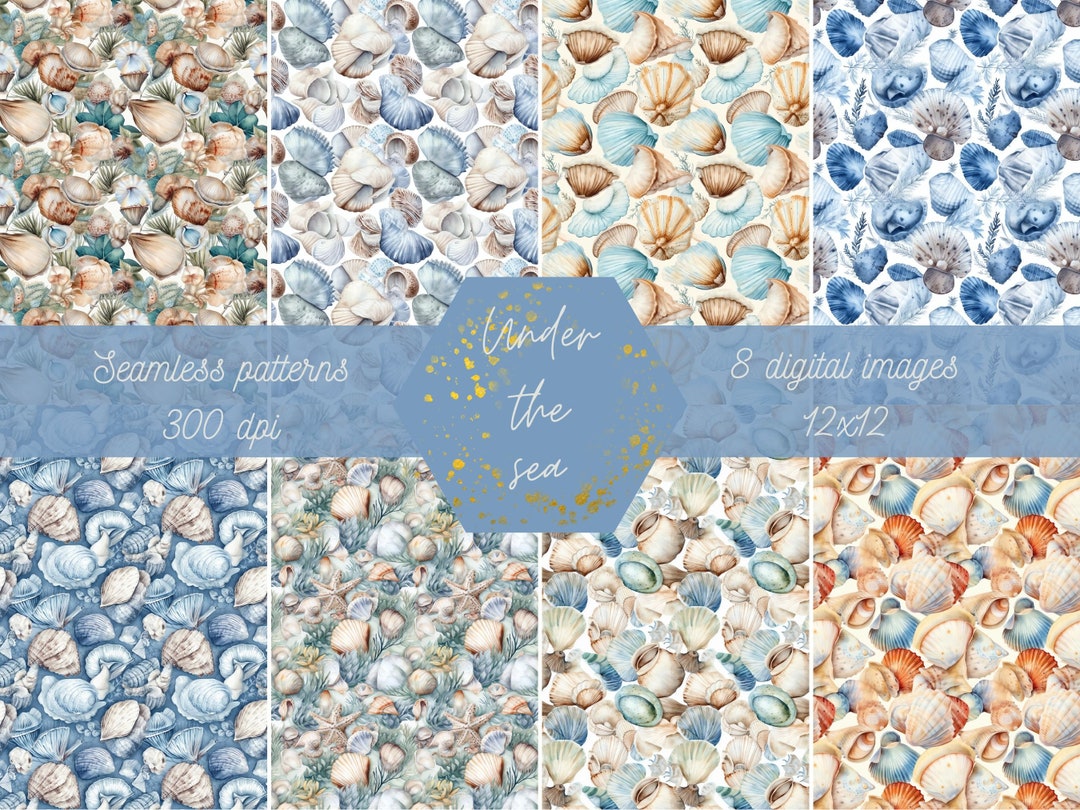 Digital Paper Seashell Pattern Instant Download Seamless Pattern Summer ...