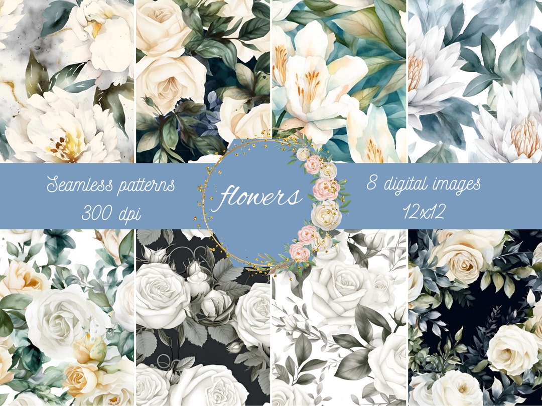 Watercolor Floral Digital Seamless Pattern Printable Paper Scrap Book ...