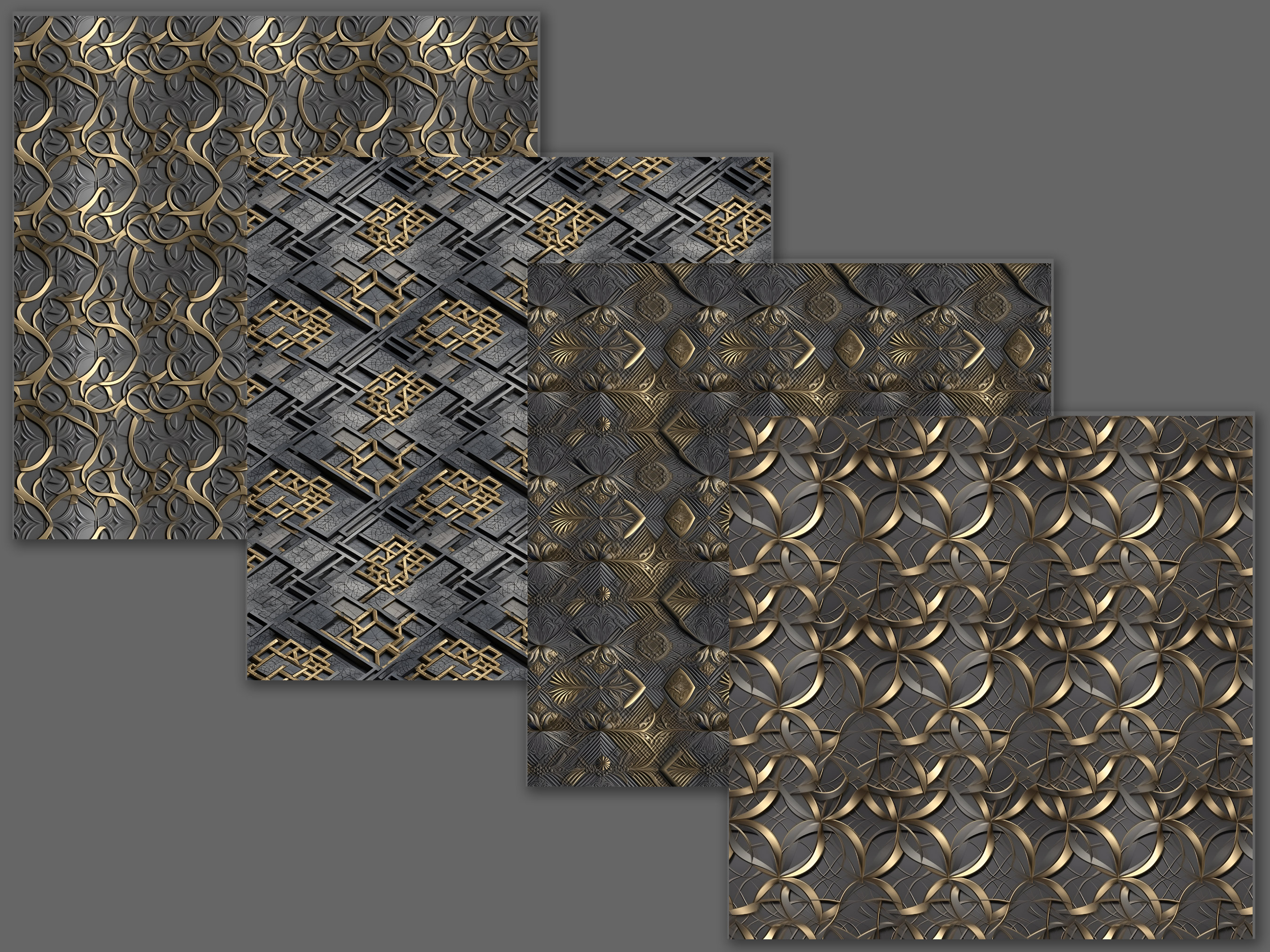 3D Digital Paper Download Patterns Luxury Scrapbook Printable Paper Seamless Black and Gold ...