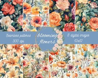 Watercolor Floral Digital Paper - SEAMLESS - Etsy