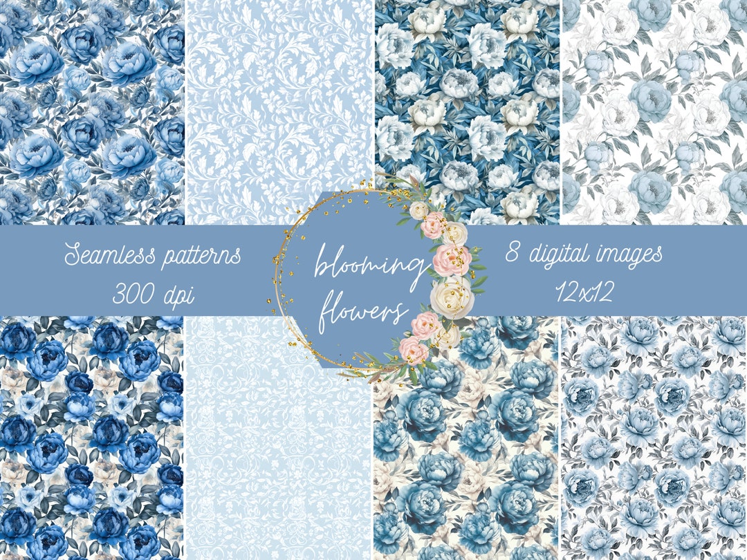 Watercolor Floral Digital Paper Seamless Patterns Design Printable ...