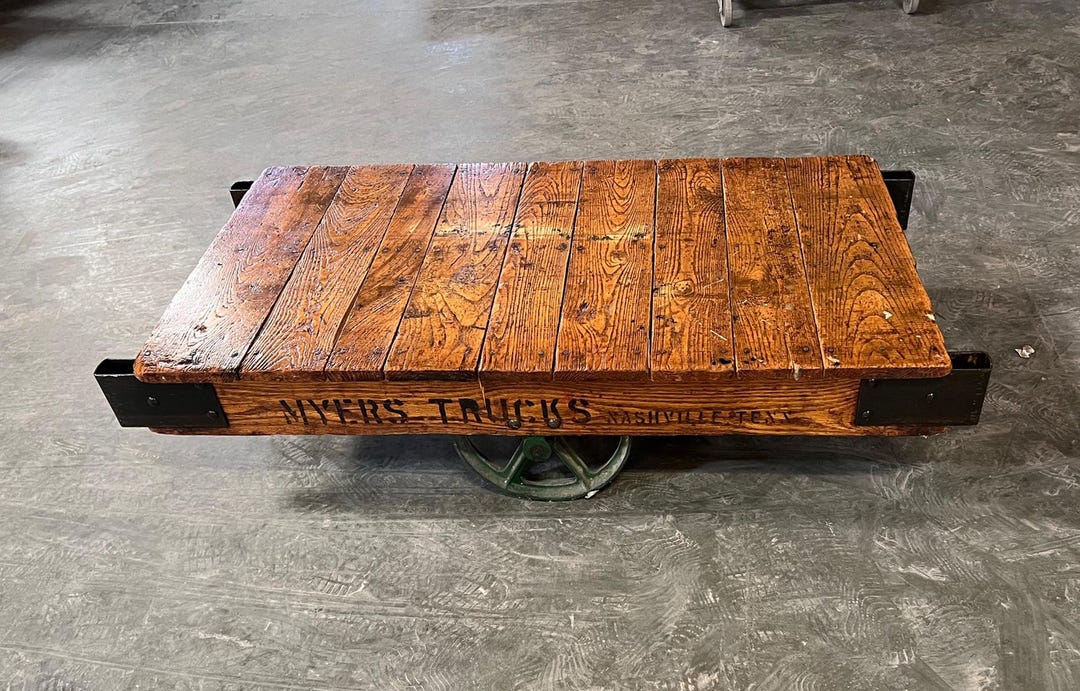 Vintage Myers Trucks Factory Cart - Solid Oak Coffee Table / Storage - Etsy