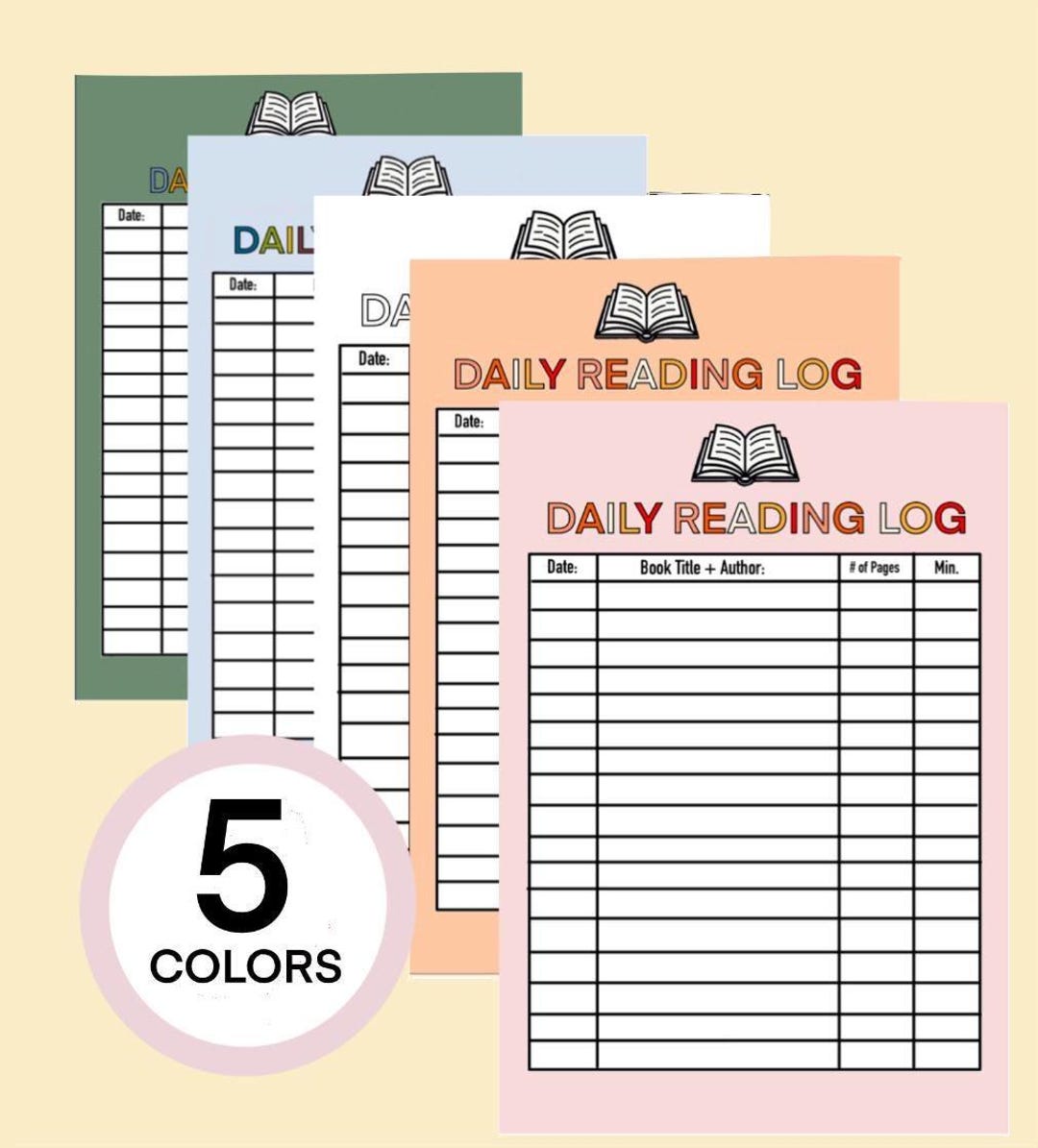 Daily Reading Log, Student Children’s Reading Tracker, PDF Download ...