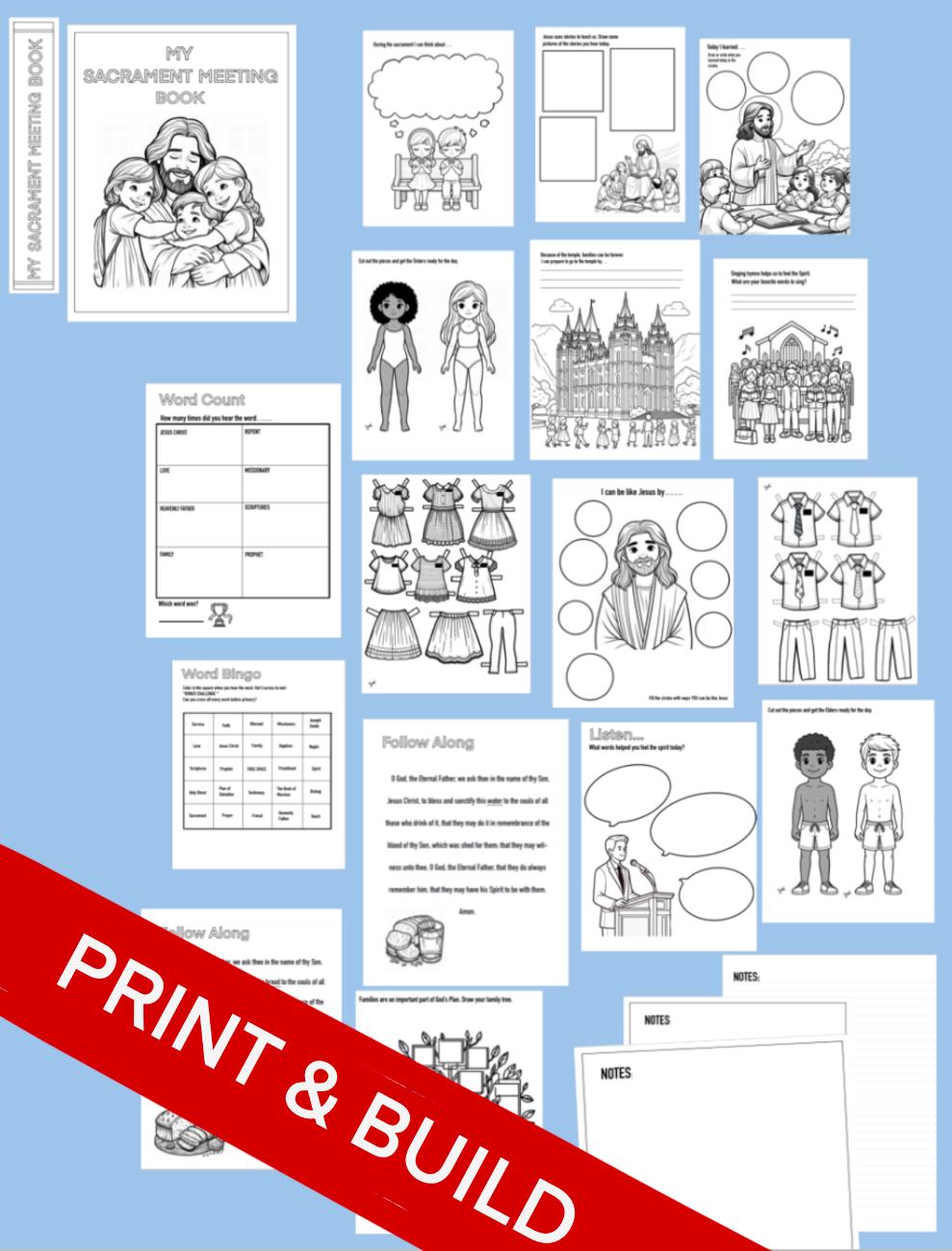 Sacrament Meeting Book -quiet Activities for Church on Sunday. LDS. the ...