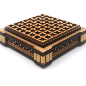 Mini Chess Set: Gold and Blue, Snake Pattern, Laser Cut and Painted MDF ...