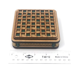 Mini Chess Set: Gold and Green, Fish Scale Pattern, Laser Cut and ...