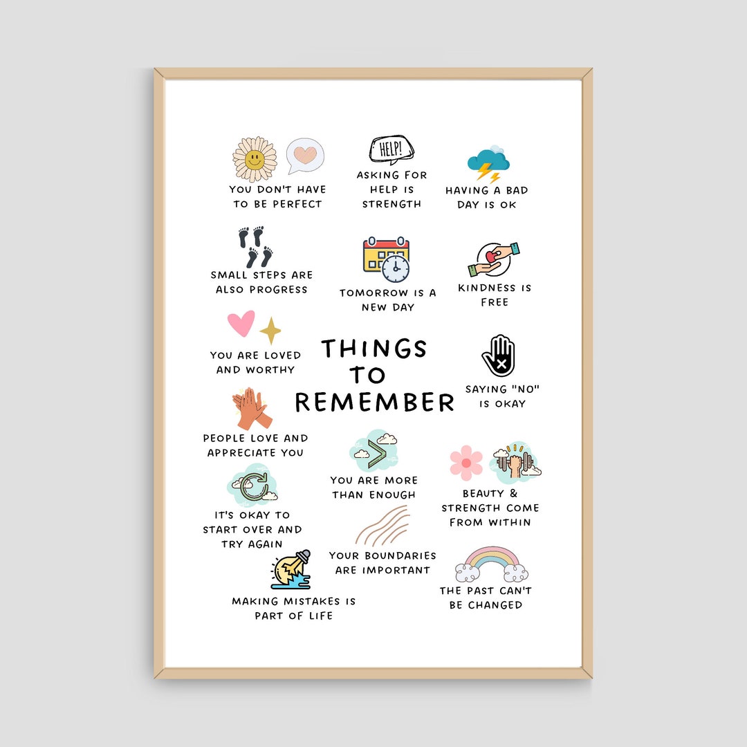 Things to Remember Poster, Positive Affirmations, Anxiety Help Poster ...