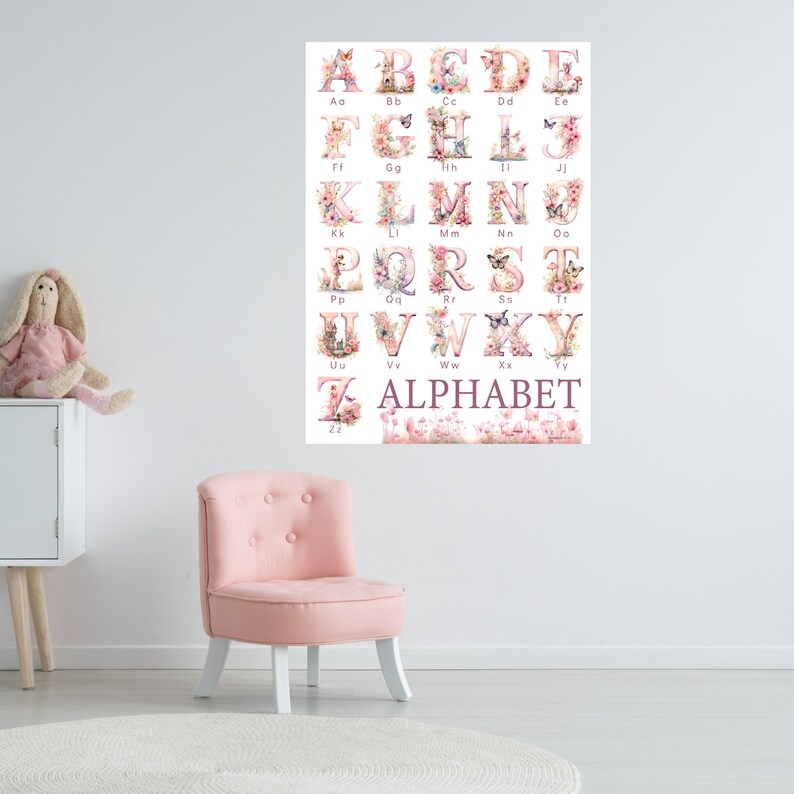 Watercolor Alphabet Chart, A1 & A2 Size ABC Poster, Whimsical Abc ...