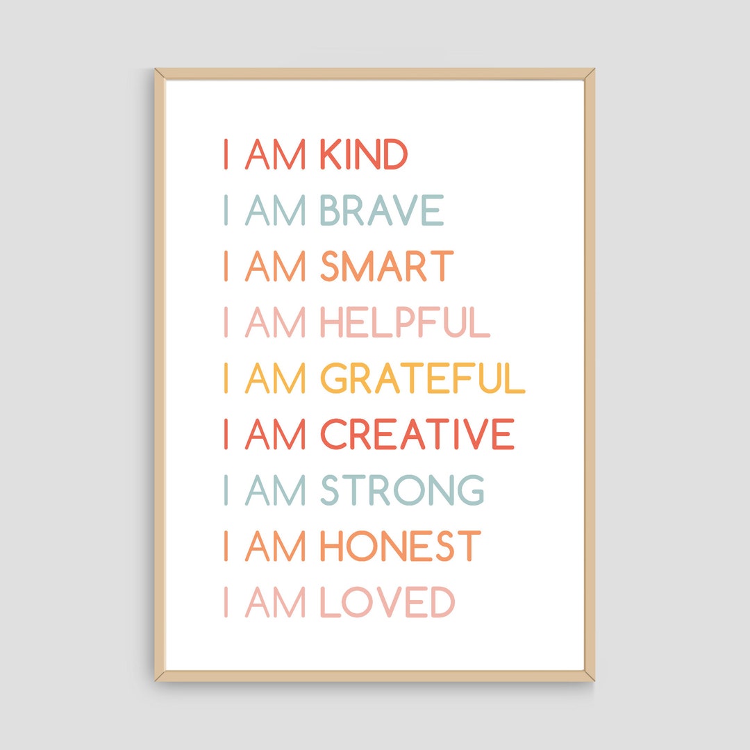 Kids Affirmation Printable Art, i Am Poster, Mindfulness Poster ...