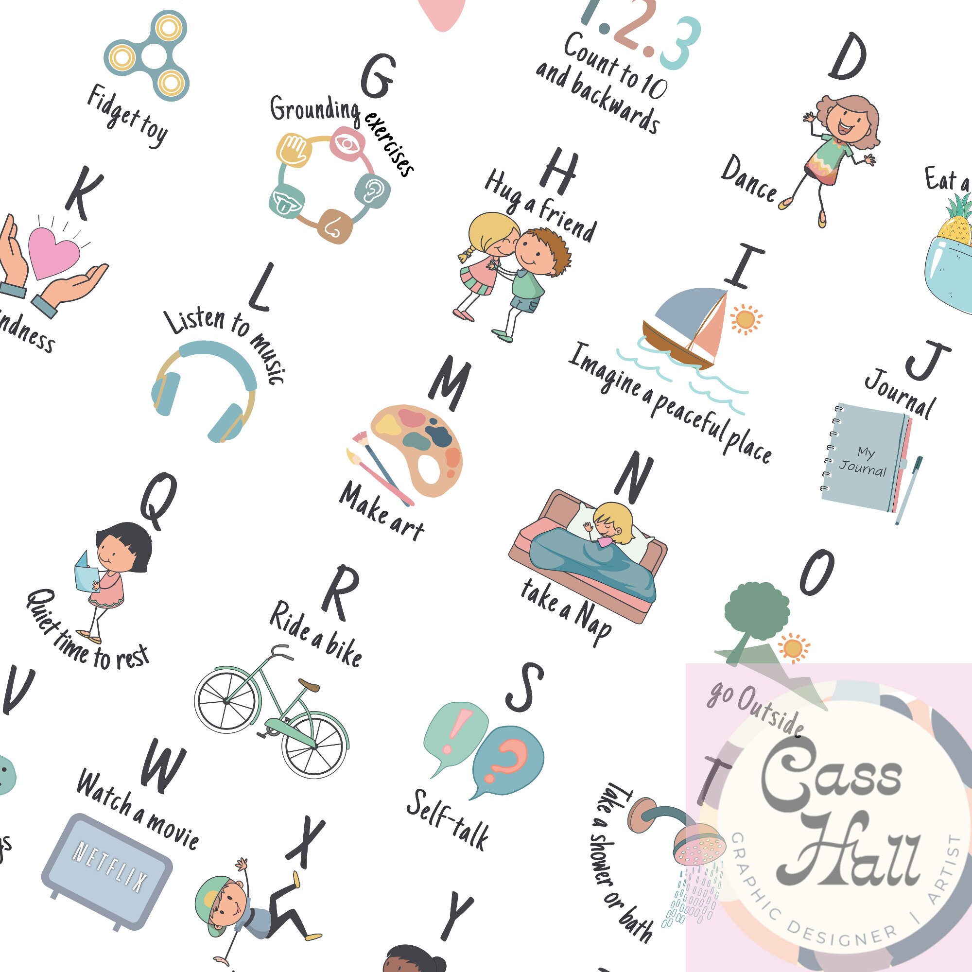 Self Help Practice Chart, A1 & A2 Size ABC Poster, Coping Skills Chart ...