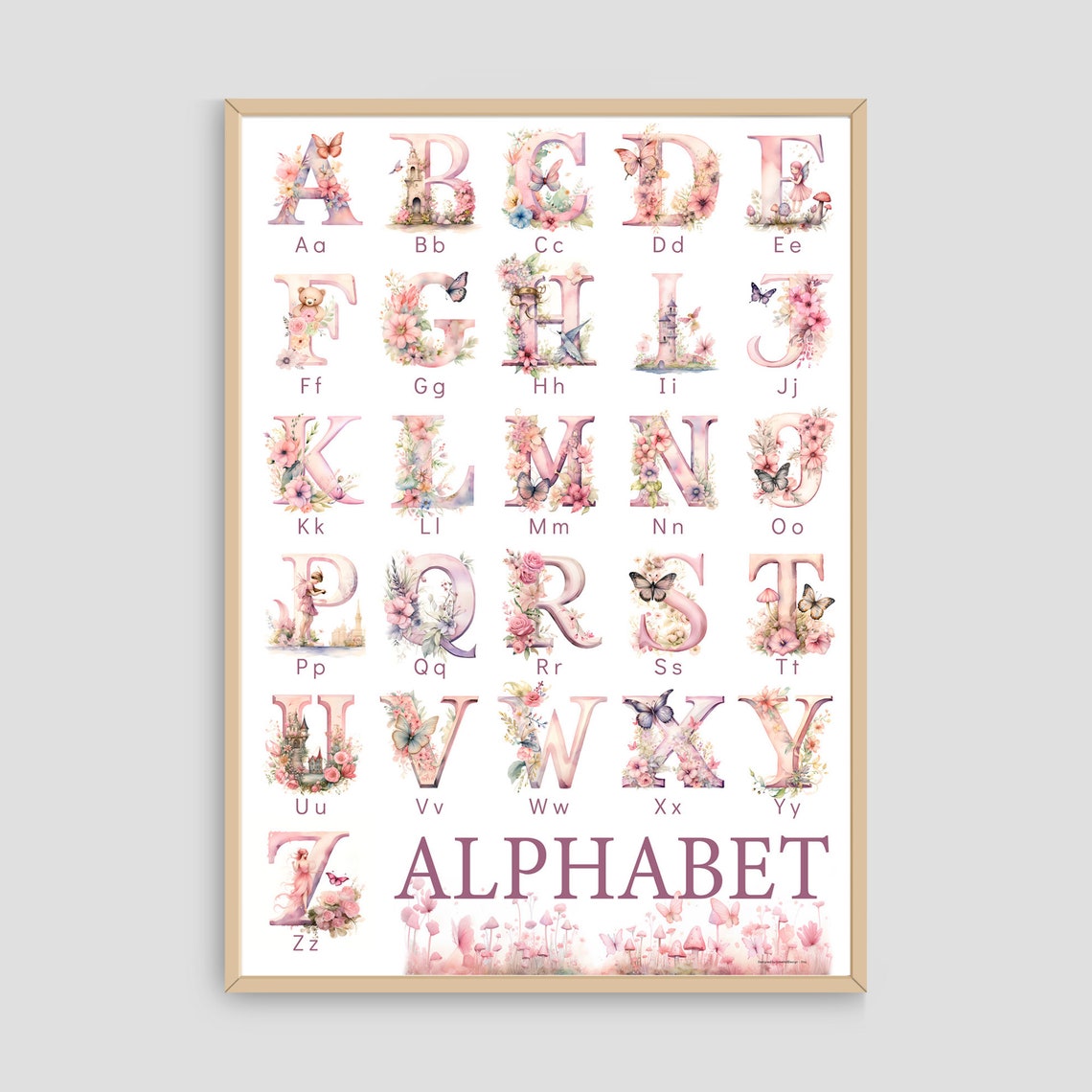 Watercolor Alphabet Chart A1 & A2 Size ABC Poster Whimsical - Etsy