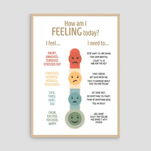 Feelings Thermometer With Coping Advice, Emotions Poster, Feelings ...