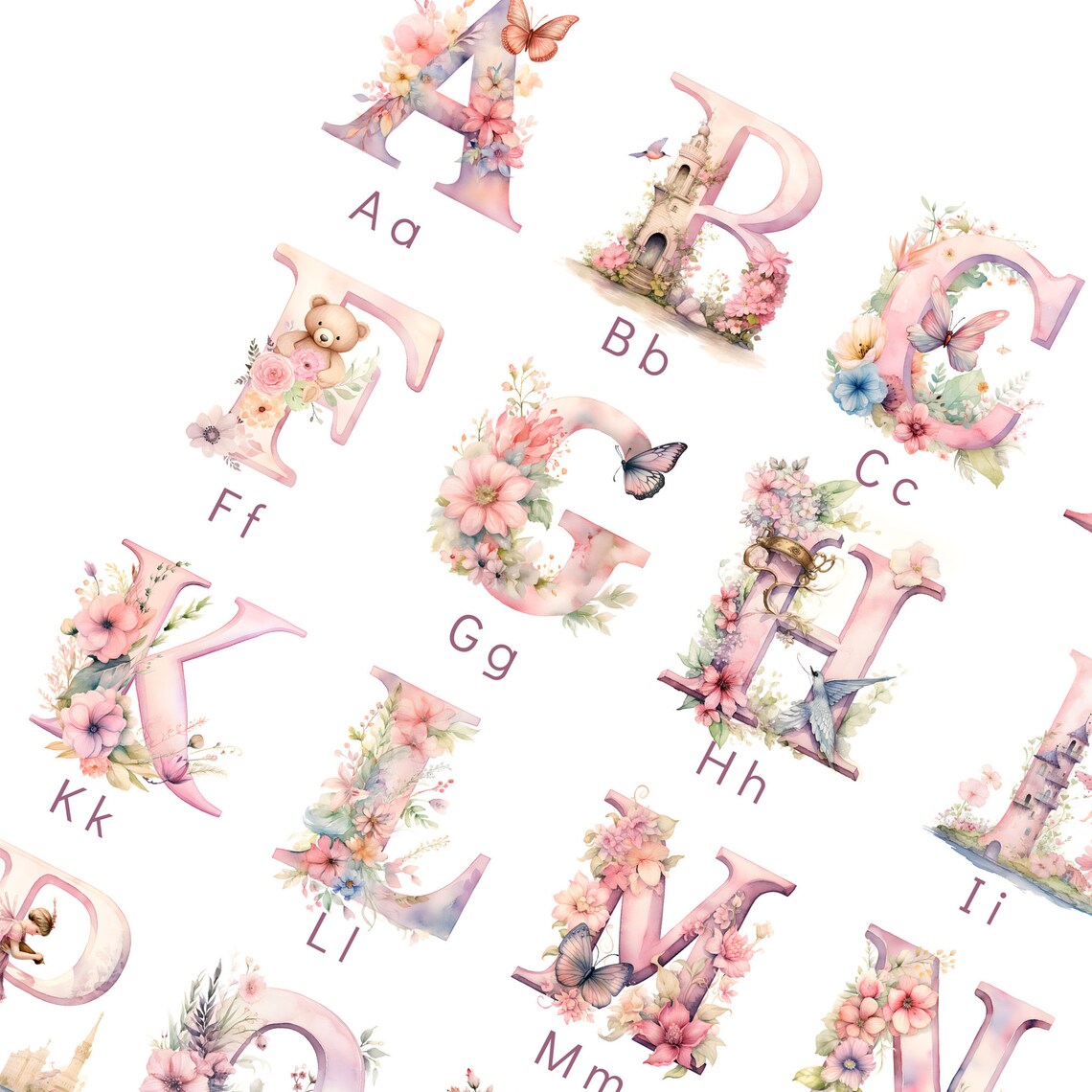 Watercolor Alphabet Chart A1 & A2 Size ABC Poster Whimsical - Etsy