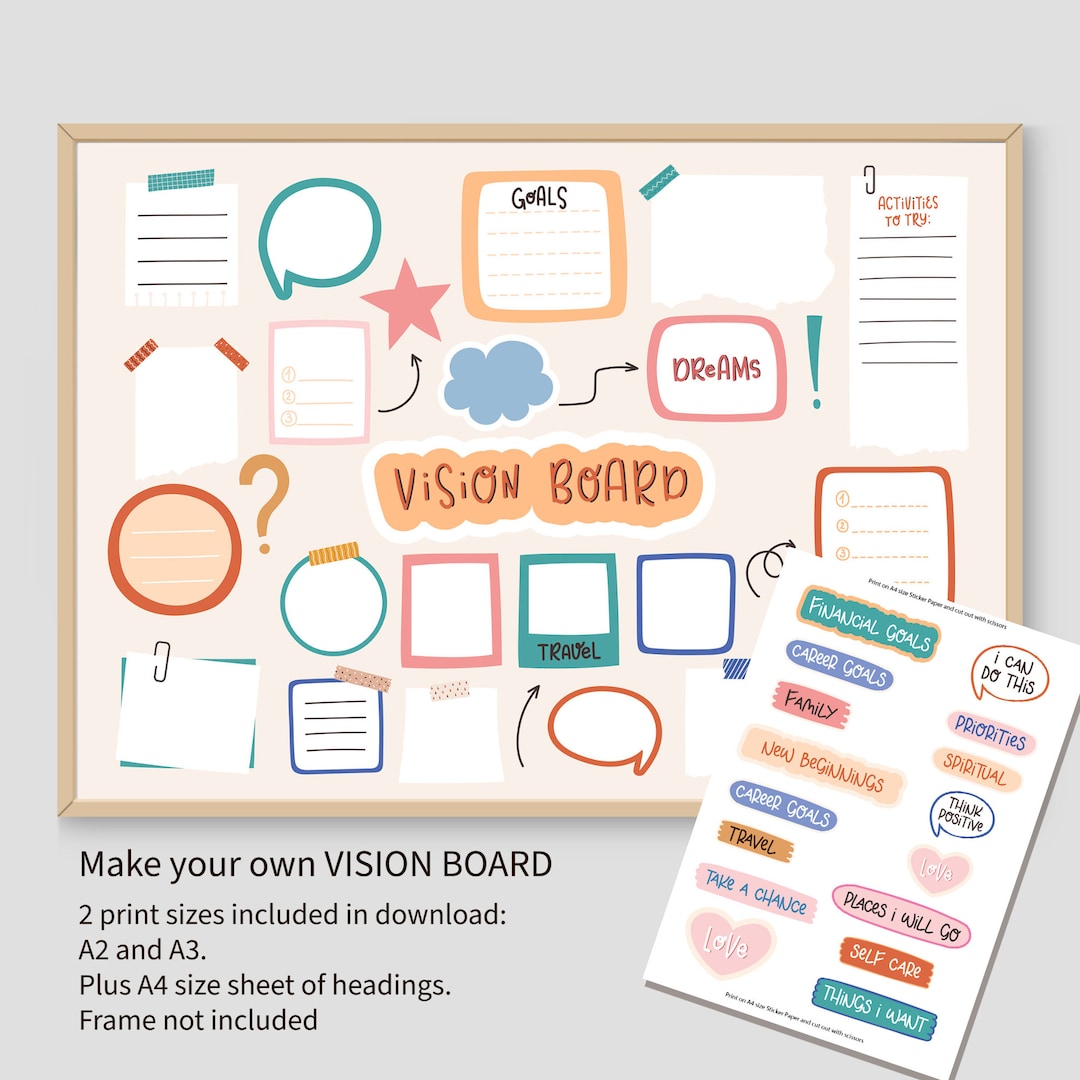 Vision Board Digital Download Print, Vision Board, Digital Download ...