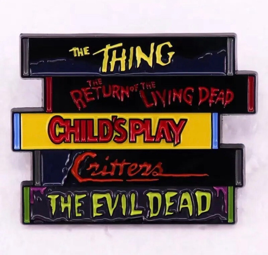 Retro VHS Horror Movies Stack Large Enamel Pin / Lapel Pin / - Etsy