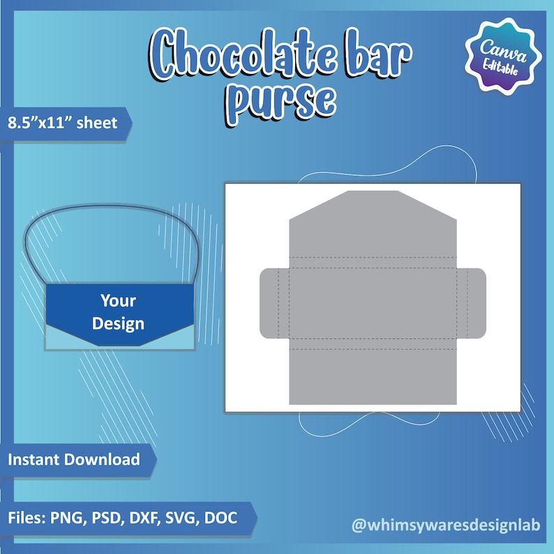 Chocolate Bar Purse Label Template 1.55oz Printable PNG, Canva, Dxf ...