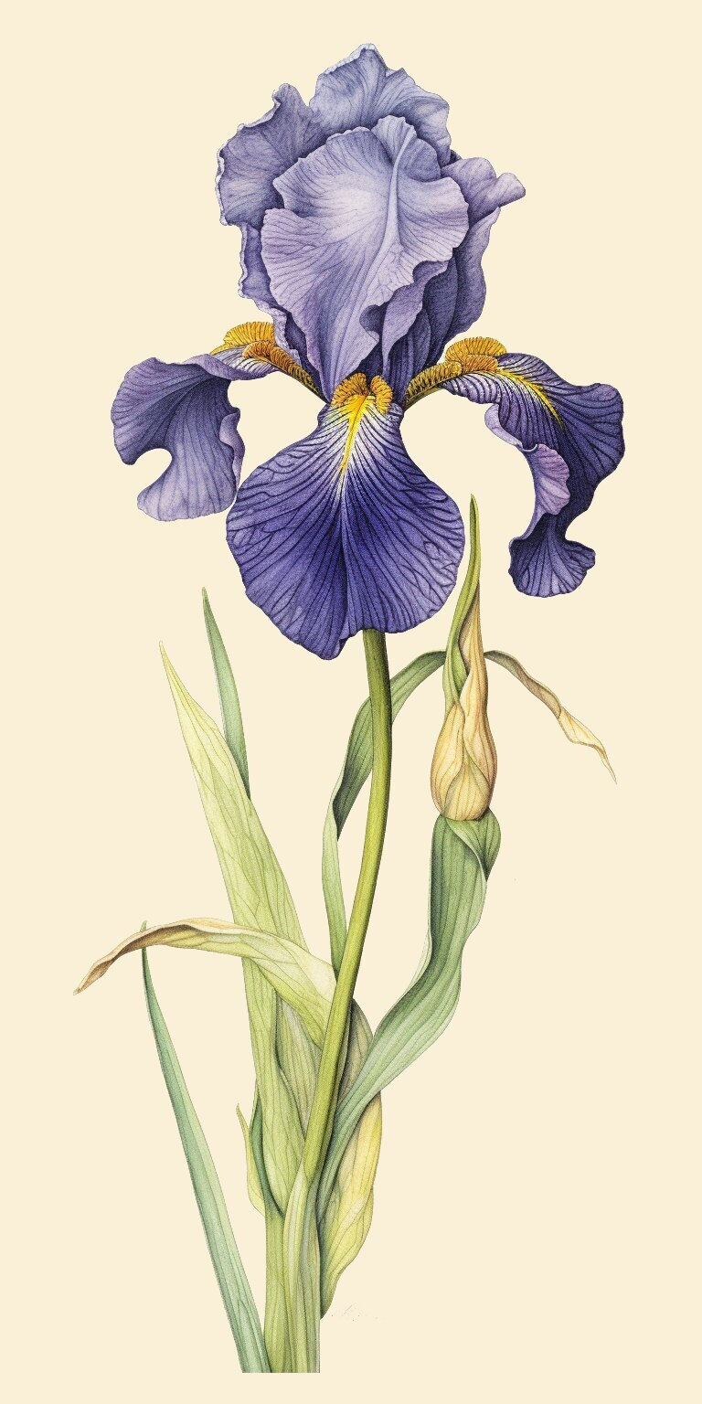 Naturalist Iris Print, Antique Flower Print, Muted Botanical Print ...