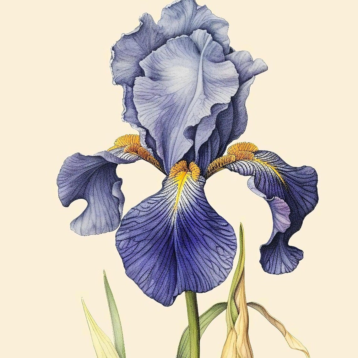 Naturalist Iris Print, Antique Flower Print, Muted Botanical Print, Vintage Floral Painting ...