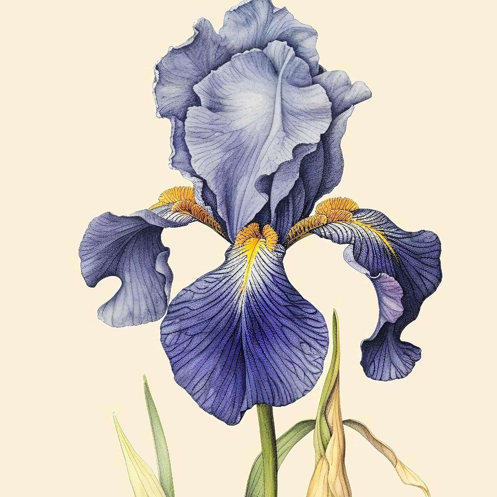 Naturalist Iris Print, Antique Flower Print, Muted Botanical Print ...