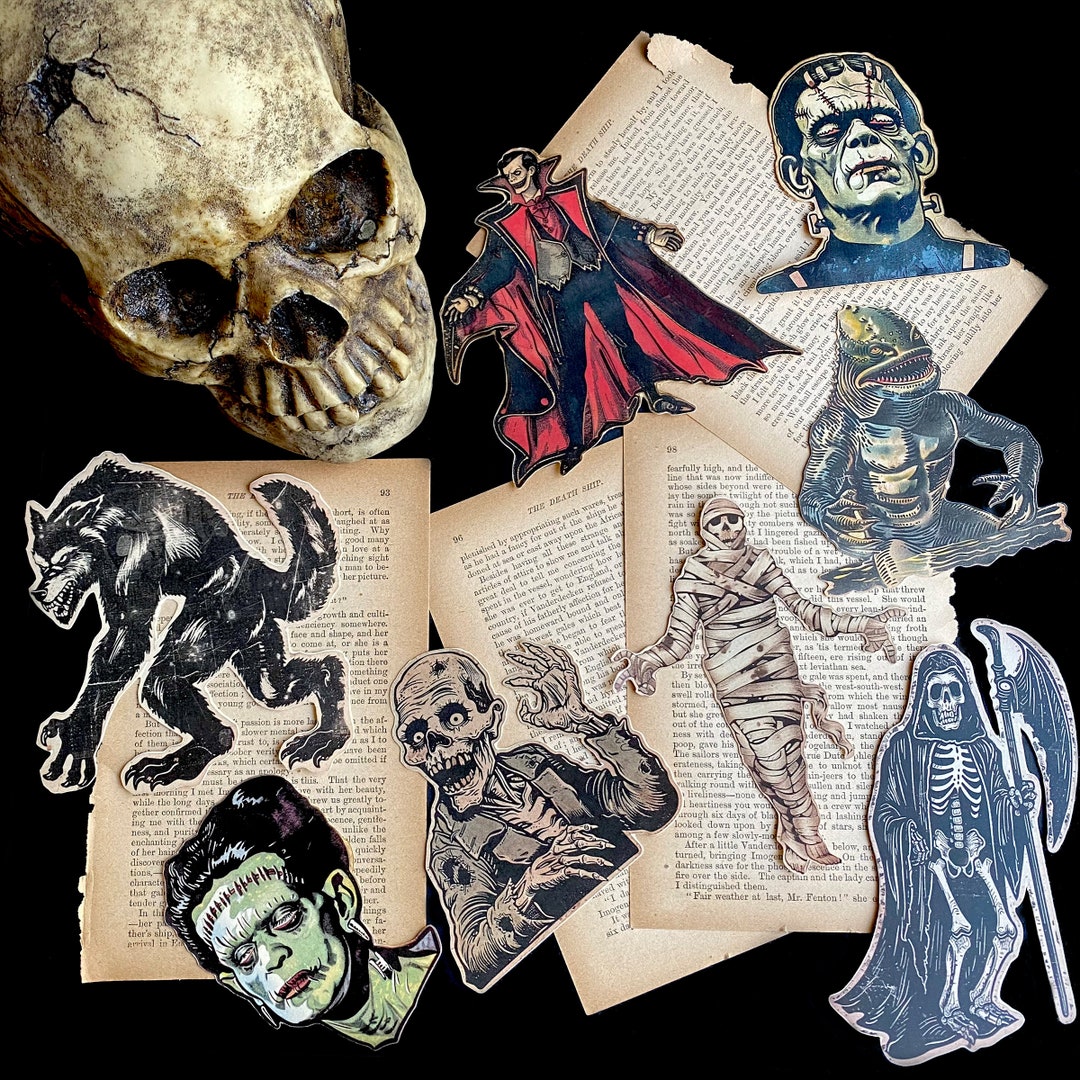 Vintage-inspired Monster Paper Die Cuts: Halloween Scrap Pack - Etsy