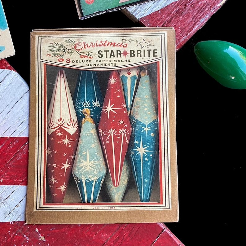 Retro Star Brite Christmas Die Cuts | Mid-century Ornaments | Shiny ...