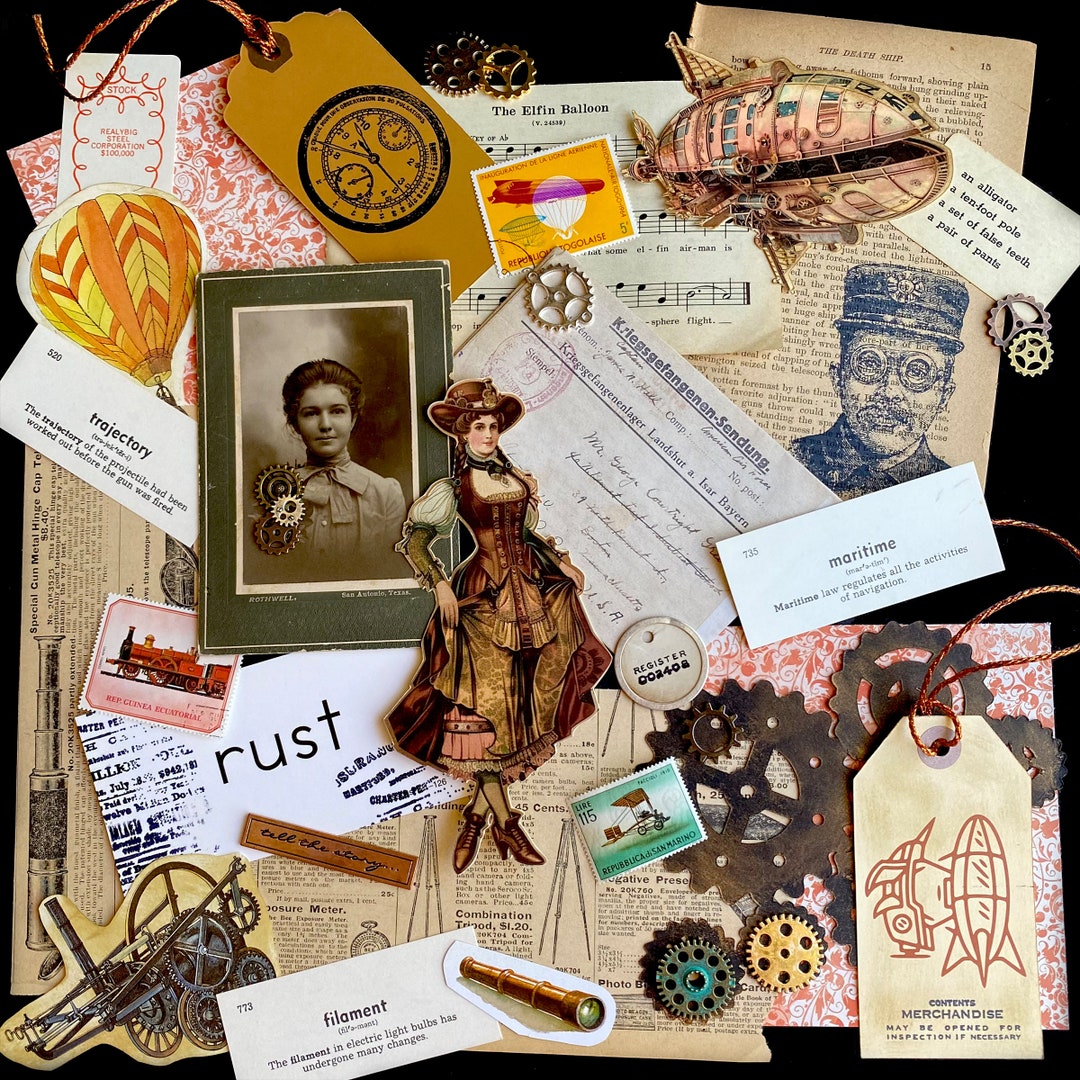 Steampunk Ephemera Paper Pack: Vintage Scrapbook, Journal Kit - Etsy