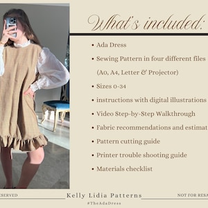 Ada Dress PDF Sewing Pattern / Detailed Handmade Video Tutorial / Size ...