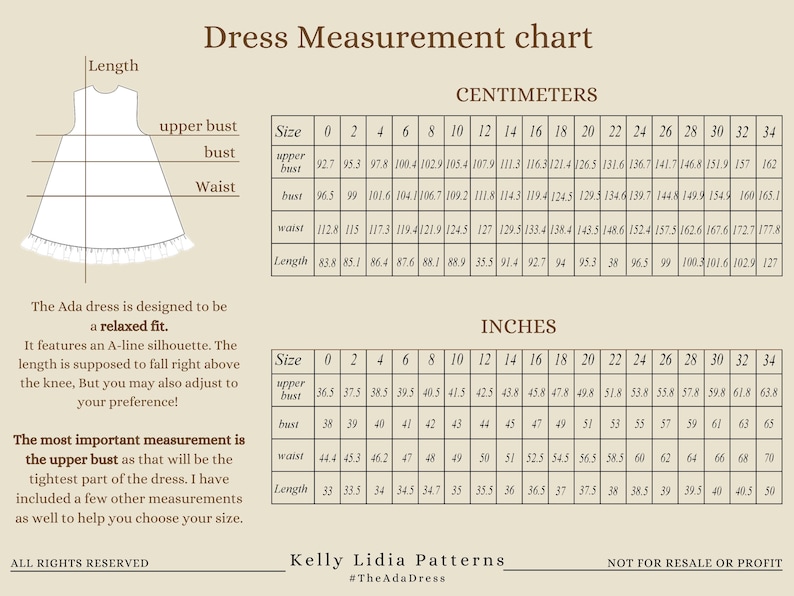 Ada Dress PDF Sewing Pattern / Detailed Handmade Video Tutorial / Size ...