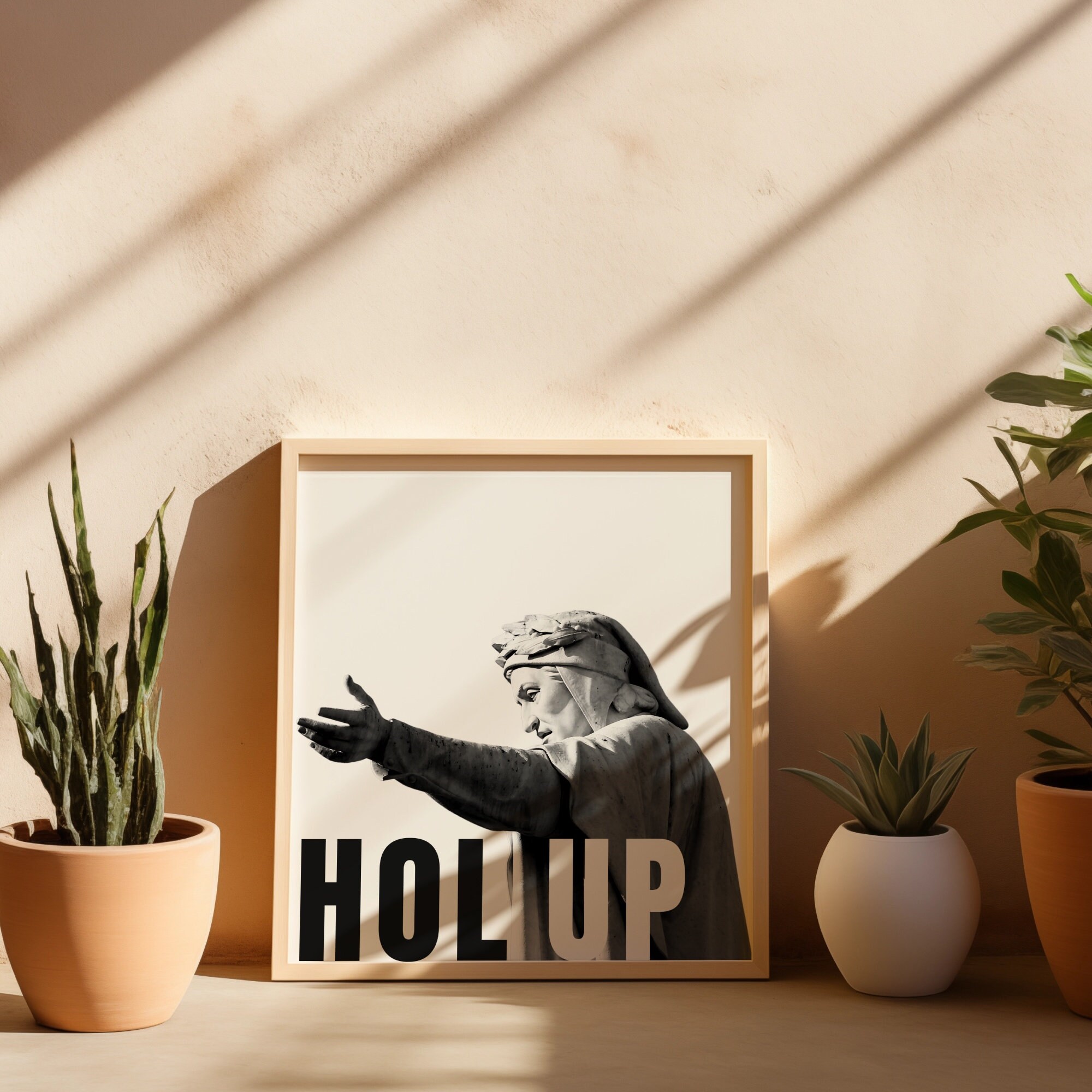 Framed Hol up Poster With Bold Font Unique Abstract Stoic - Etsy