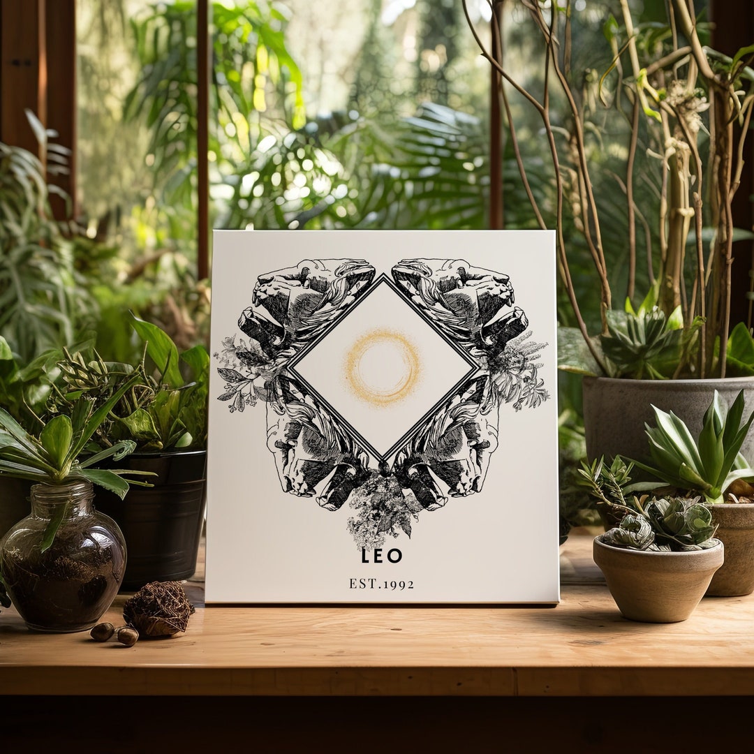 Personalized Leo Zodiac Print With Natural Geometric Aesthetic Framed ...